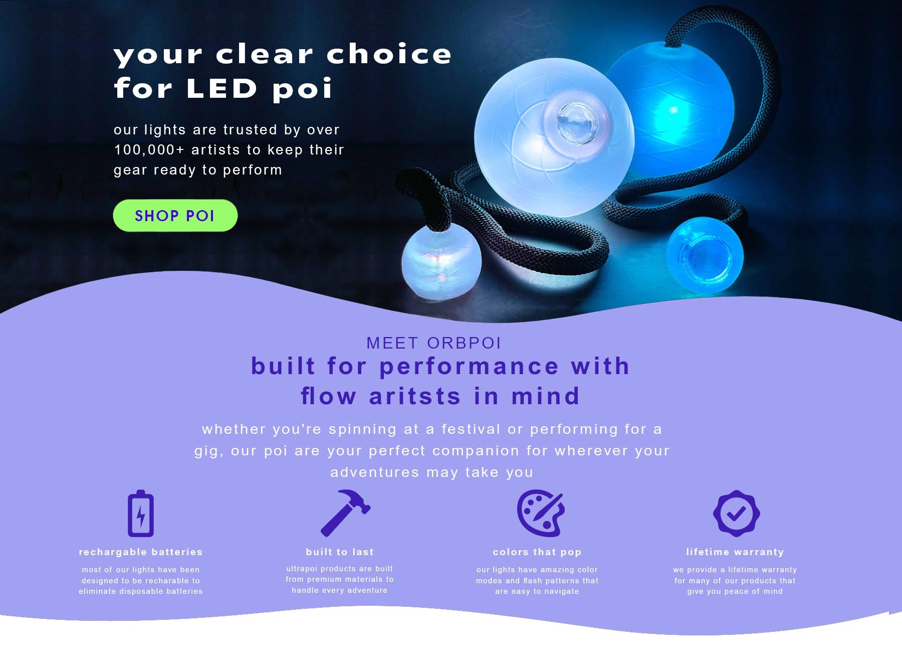 Buy LED Poi Balls, Glow Poi, Flow Poi & Light Up Poi | UltraPoi