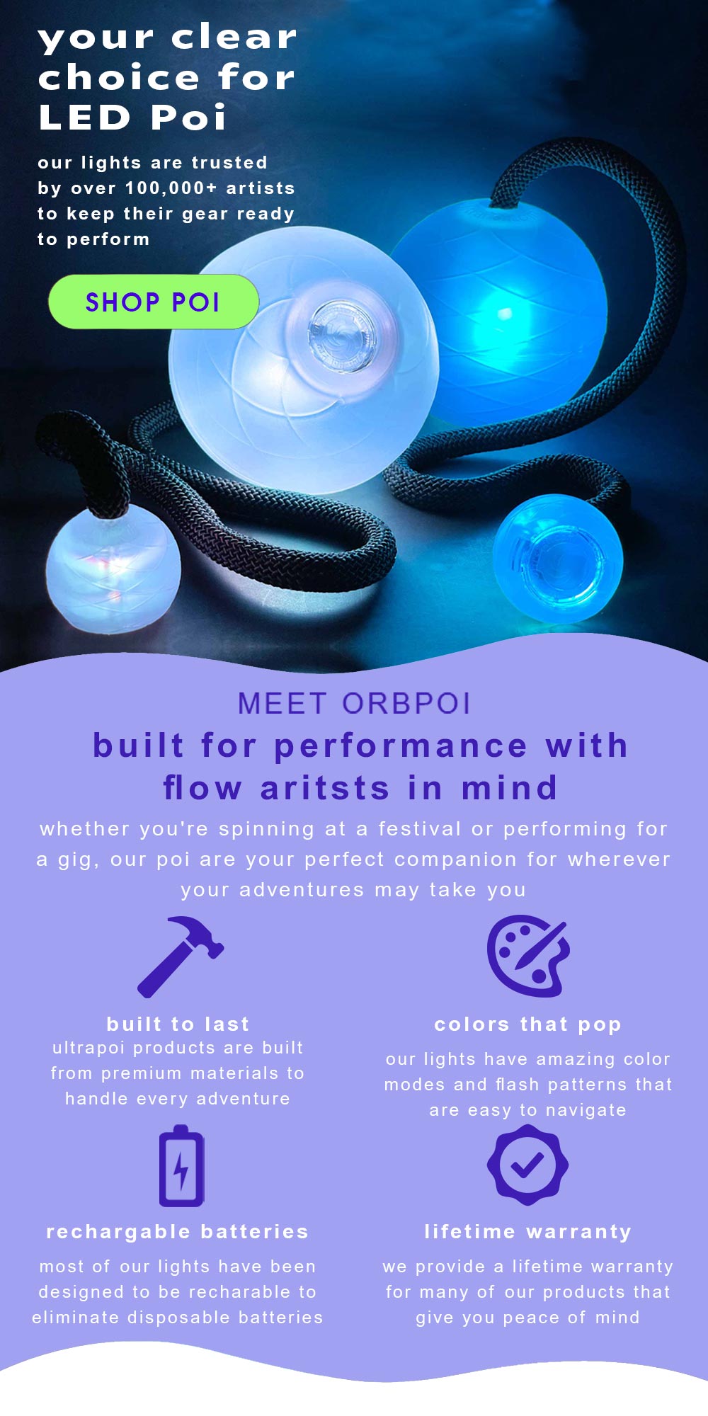 Buy LED Poi Balls, Glow Poi, Flow Poi & Light Up Poi | UltraPoi